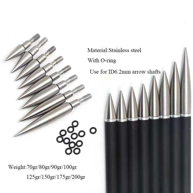 12Pcs 70-200gr OD 7.6mm Arrow Field Points Screw-In Arrowheads Target ...