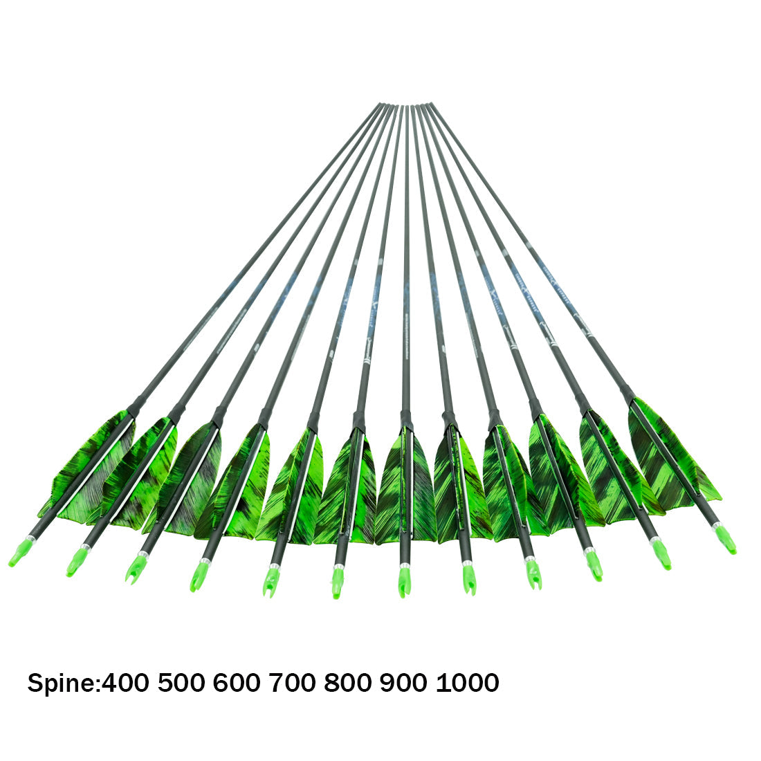 12pcs Archery Pure Carbon Arrows ID4.2MM SP400-1000 4inch Turkey Feat ...