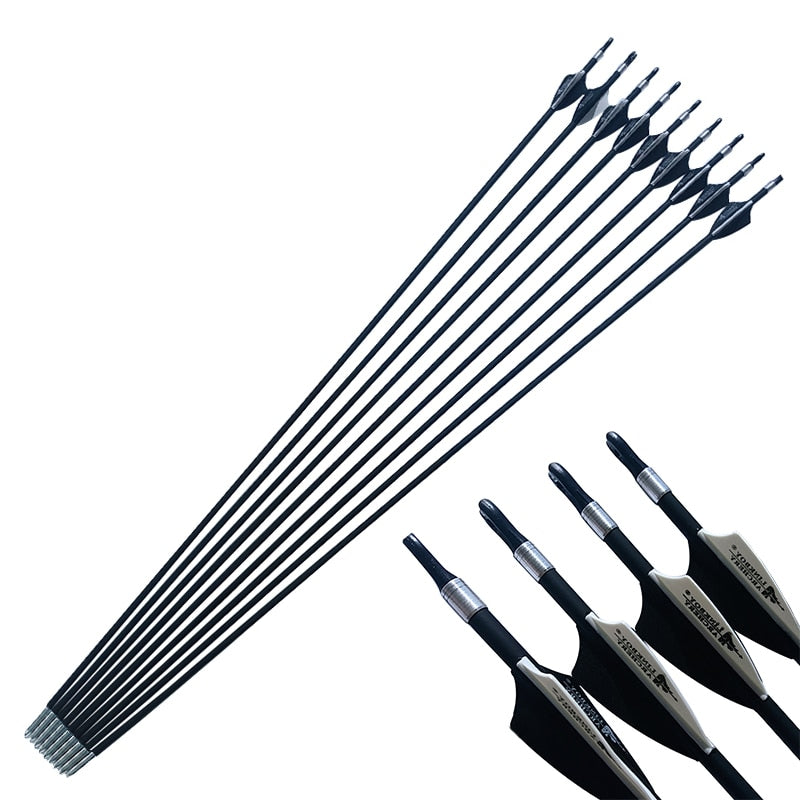 6/12PCS Archery Carbon Arrows Spine800 ID4.2mm 30inch 1.75" Plastic ...