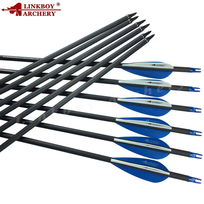 6/12Pcs Linkboy Archery ID6.2mm Carbon Arrows Spine400 2.8inch Arrow ...