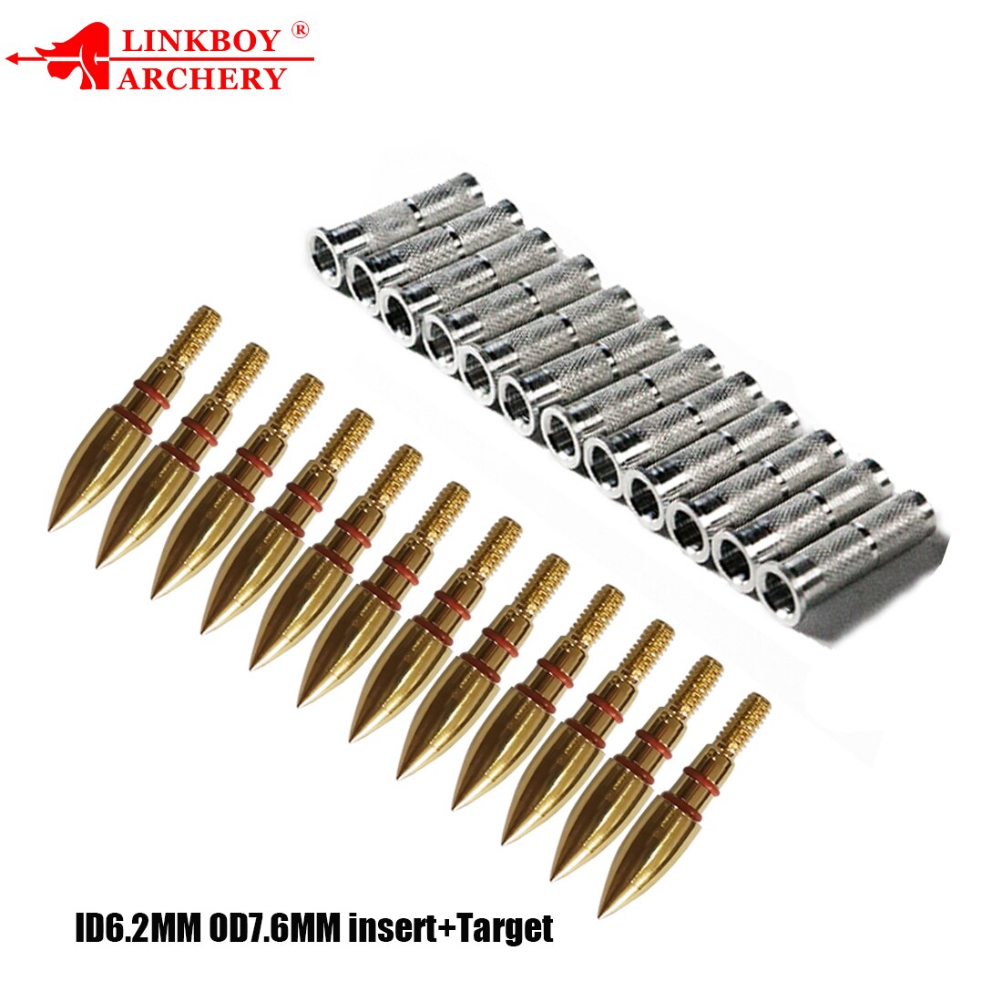 Linkboy Archery ID6.2mm OD7.6mm Arrow Points Tips Target 100GR O Rubb ...