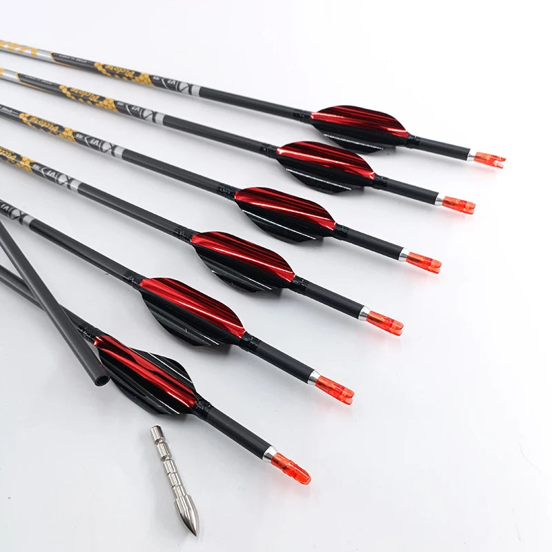 6/12pcs ID4.2mm Pure Carbon Arrow Spine 350-900 with 1.8inch Spin Van ...