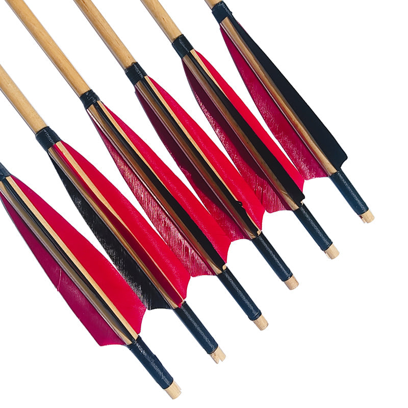 6/12pcs Archery 32'' Wood Material Arrows Nock Tips 5'' Turkey Feathe ...